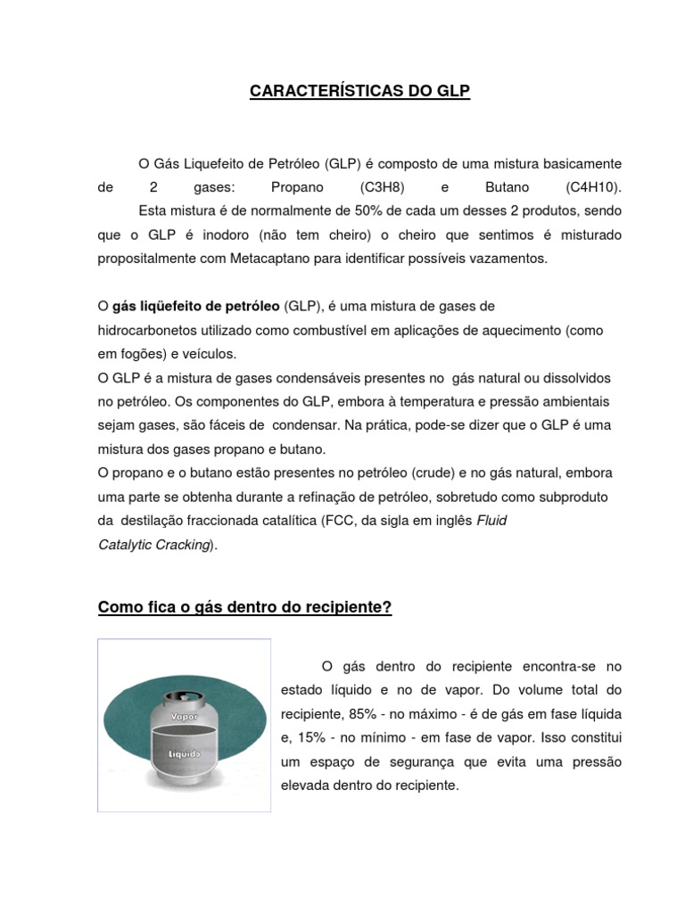 Características Do GLP | PDF | Gás liquefeito de petróleo | Ciências ...