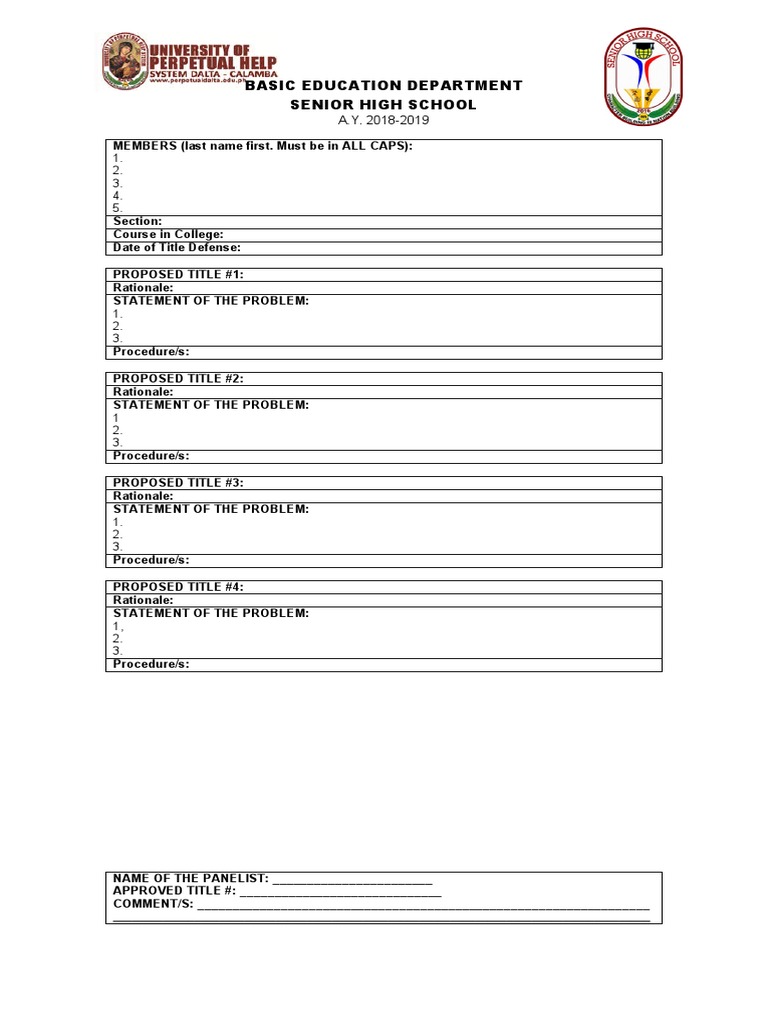 Senior High School Title Defense Template | PDF