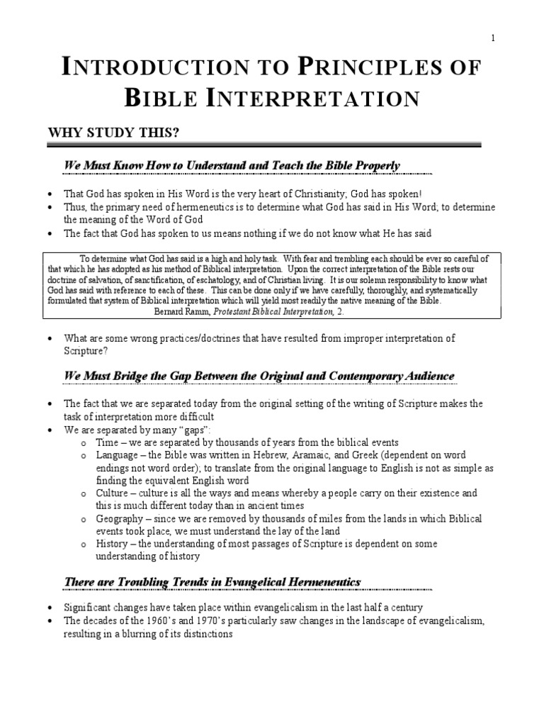 Bible Interpretation Principles Explained | PDF | Biblical Hermeneutics ...