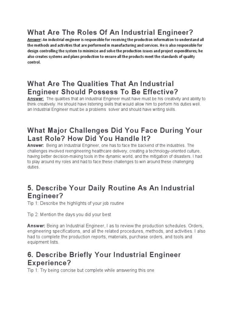 What Are The Roles of An Industrial Engineer | PDF | Industrial ...