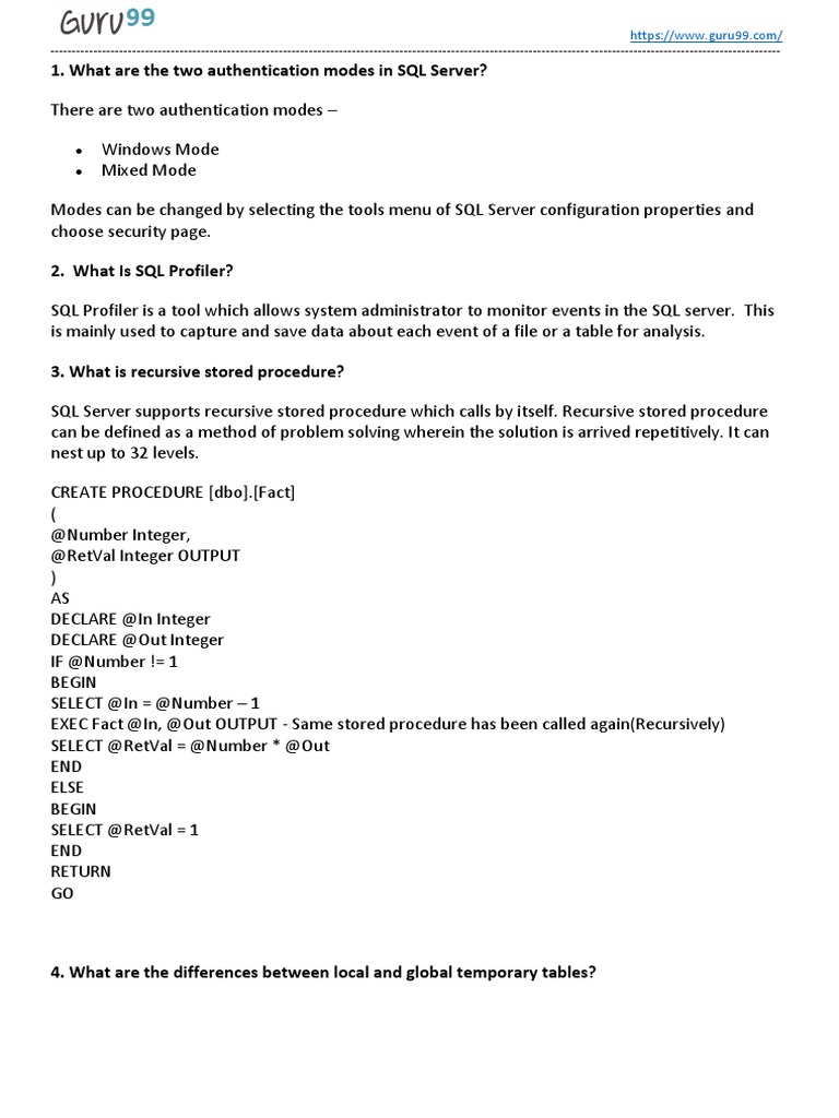 SQL Server Questions | PDF | Microsoft Sql Server | Database Index