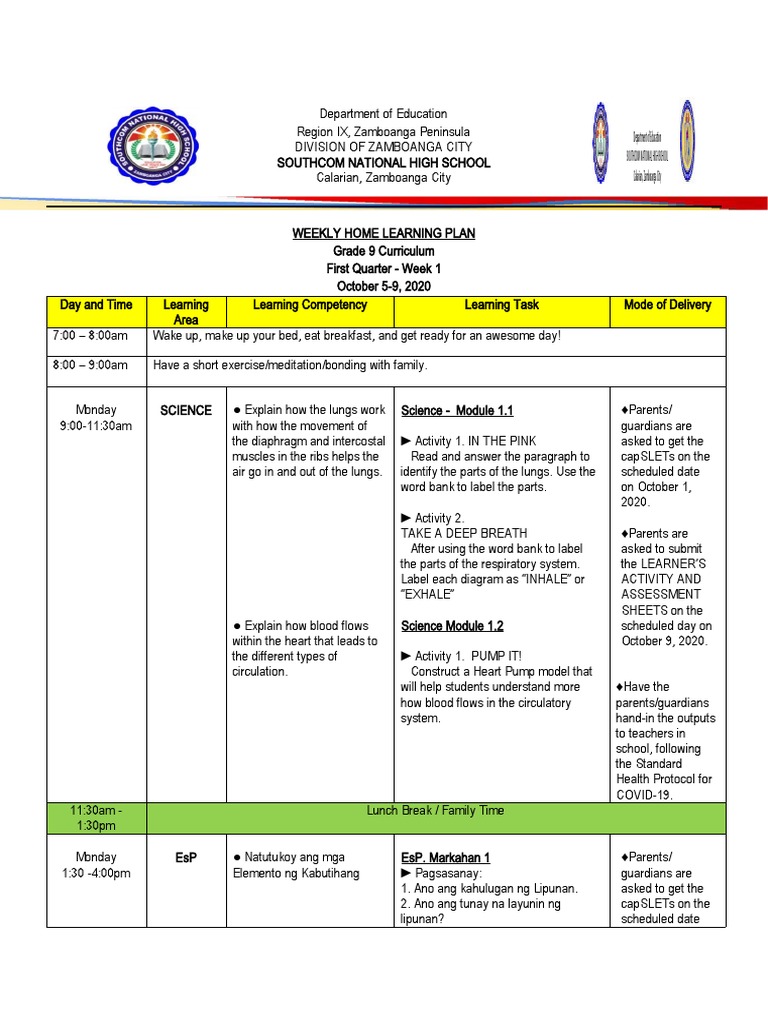 Department of Education Southcom National High School Calarian ...