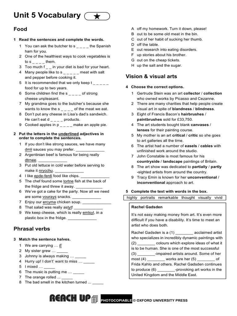 Unit 5 Vocabulary: Photocopiable | PDF | Food And Drink | Cuisine
