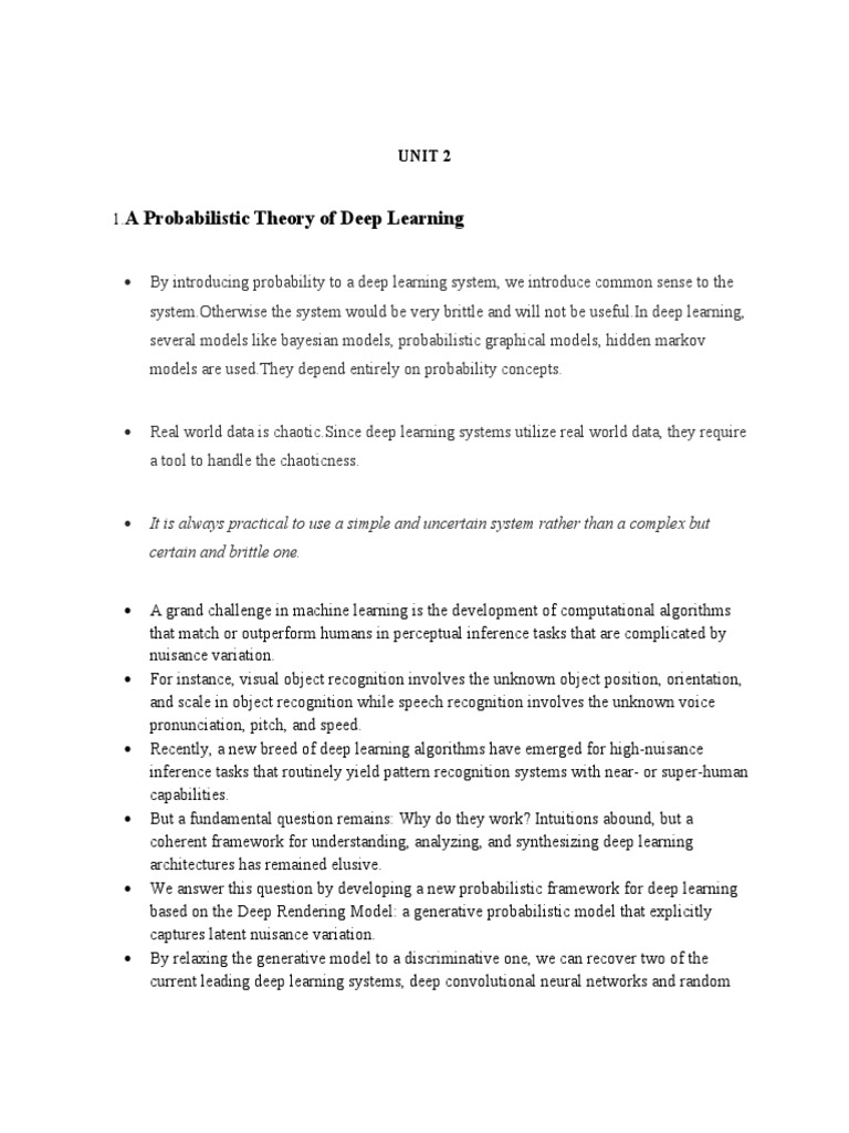 A Probabilistic Theory of Deep Learning: Unit 2 | PDF | Deep Learning ...