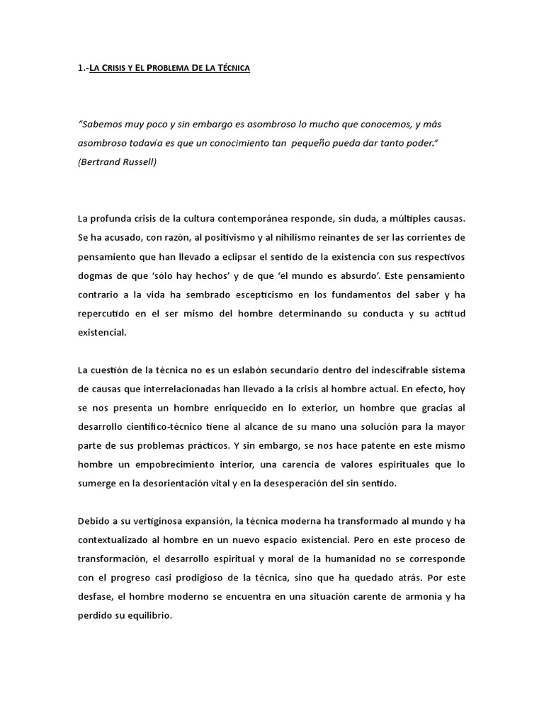 Tecnica y Tecnomundo | PDF | Martin Heidegger | Esencia