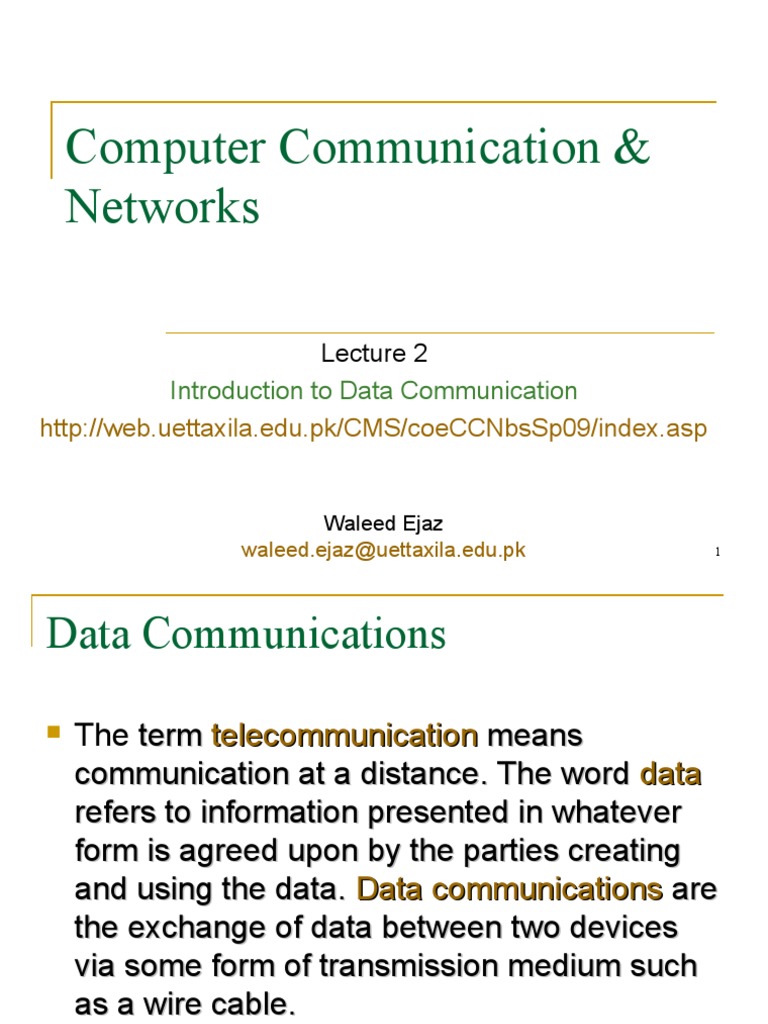 Computer Communication & Networks: Introduction To Data Communication | PDF | Osi Model ...
