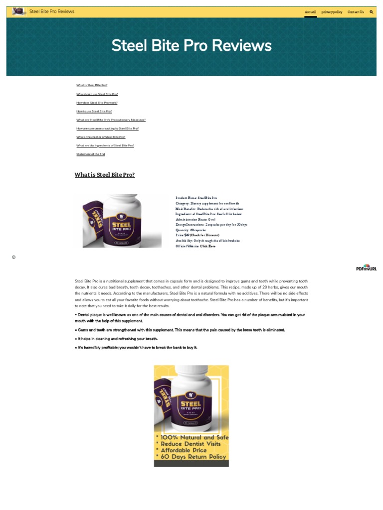 Steel Bite Pro: Oral Health Supplement Guide | PDF