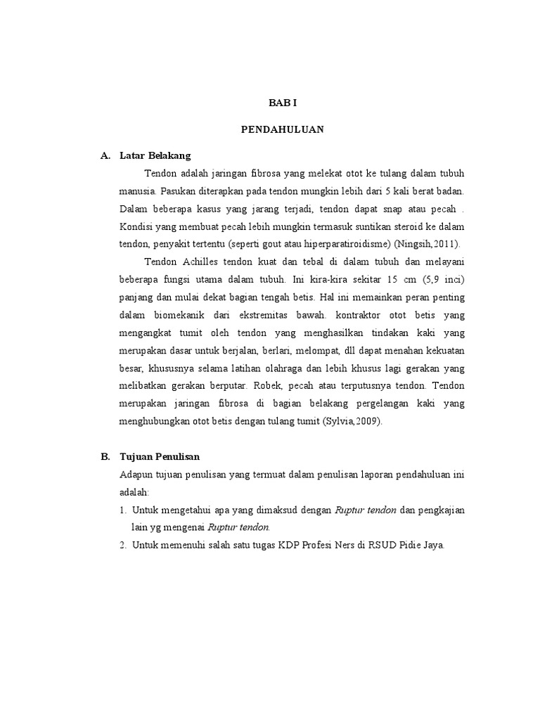 Ruptur Tendon: Pengertian dan Penanganan | PDF
