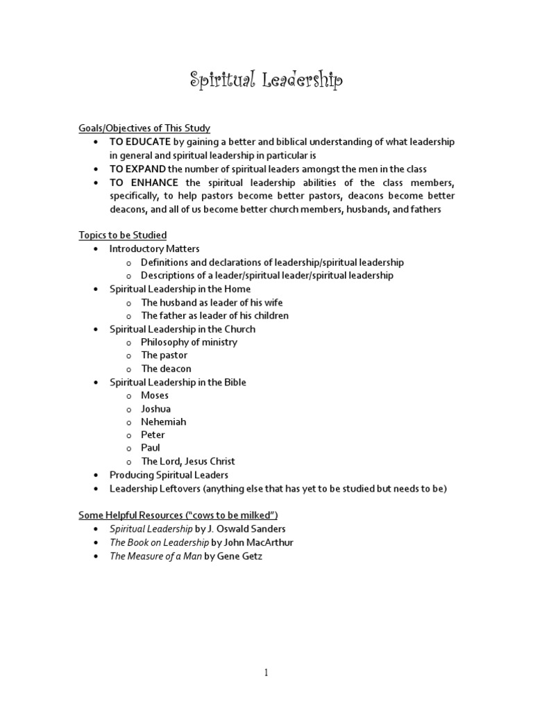 Spiritual Leadership Study Guide PDF | PDF | Pastor | Elder (Christianity)