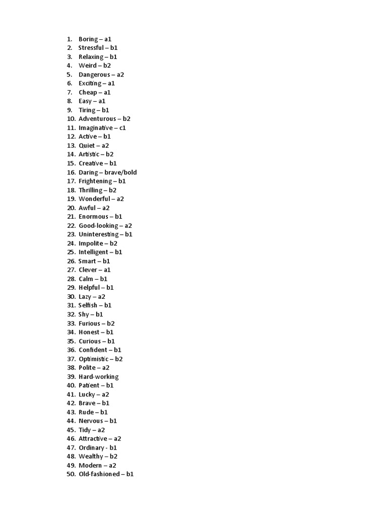 Descriptive Adjectives and Opposites | PDF