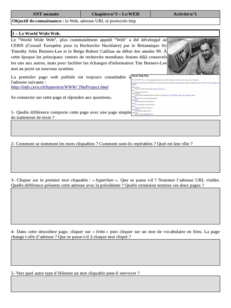 Activité 1 - Web | PDF | Internet | Internet et Web