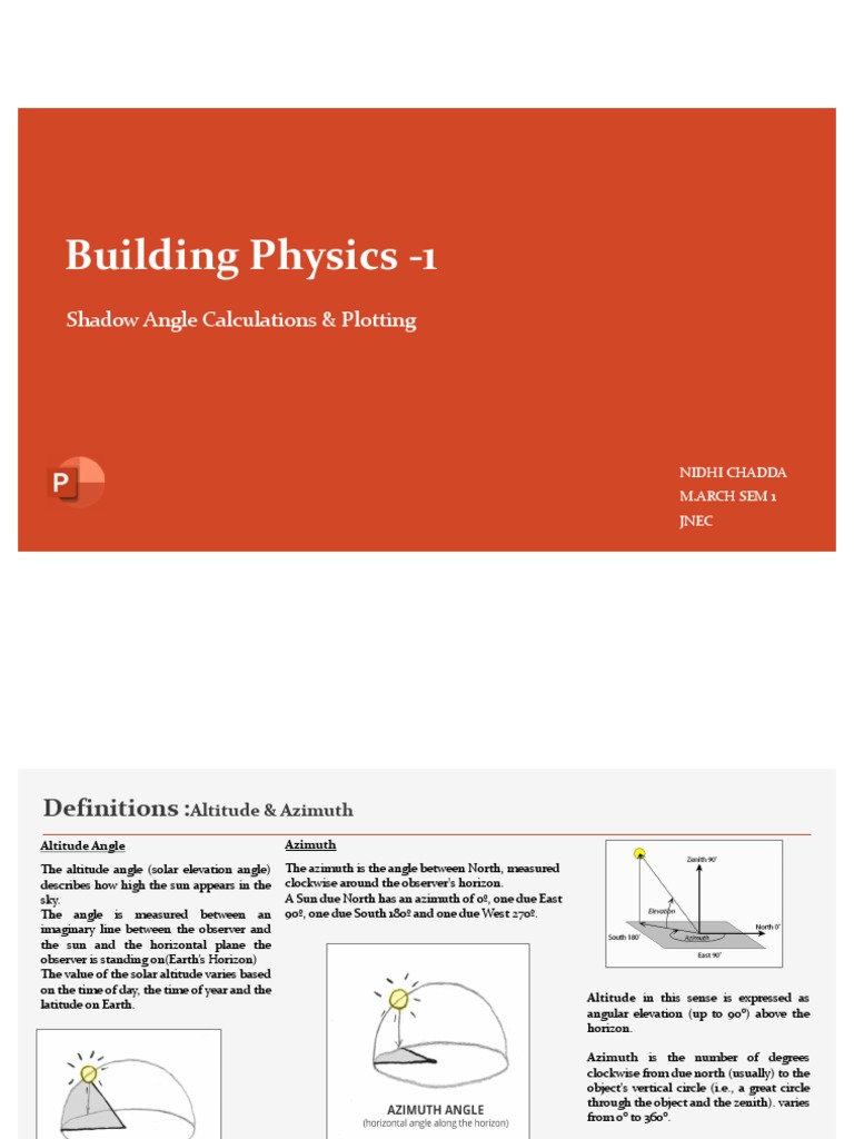 Shading Angle Calculations & Plotting | PDF | Azimuth | Angle