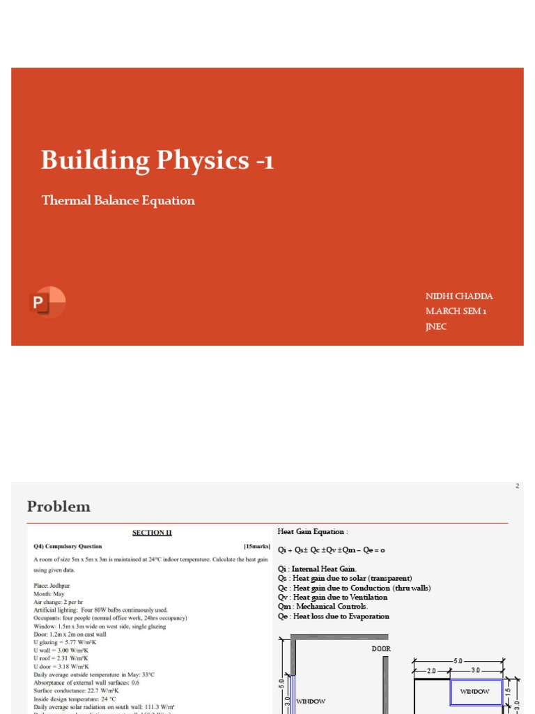 Building Physics - 1: Thermal Balance Equation | PDF | Window | Heat ...