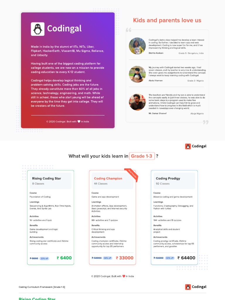 Kids and Parents Love Us: © 2020 Codingal. Built With in India | PDF ... Kids and Parents Love Us: © 2020 Codingal. Built With in India | PDF ...