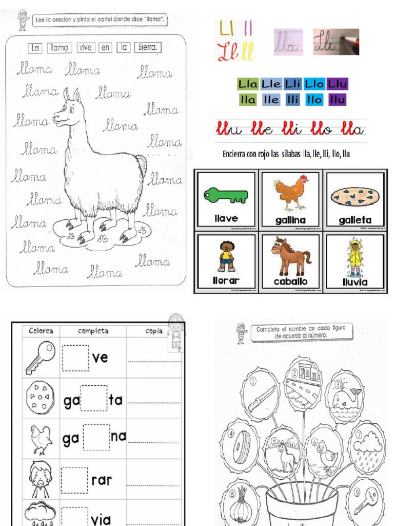 Palabras con "ll" para dictado infantil | PDF