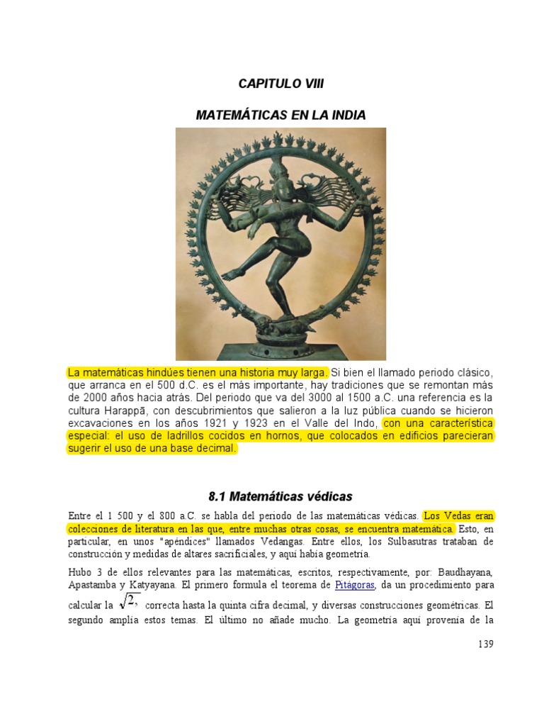 Matemáticas Védicas en la India Antigua | PDF | Matemática Elemental ...