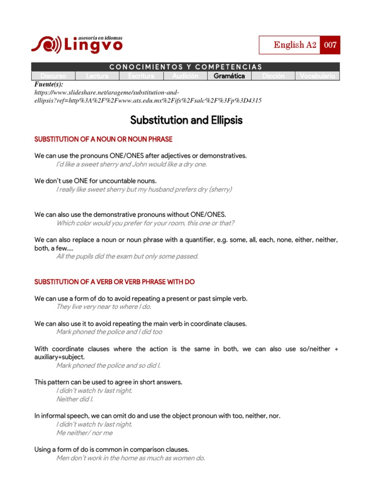 000 - Substitution and Ellipsis | PDF | Clause | Verb