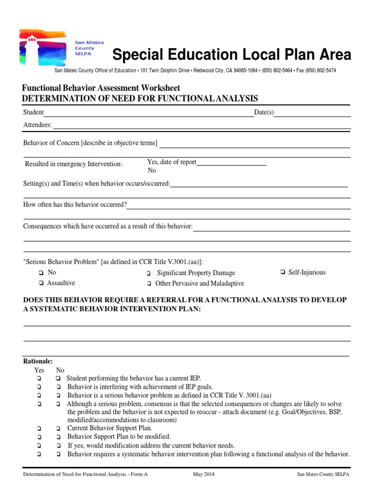 FB-Determination Functional Analysis Form-A | PDF