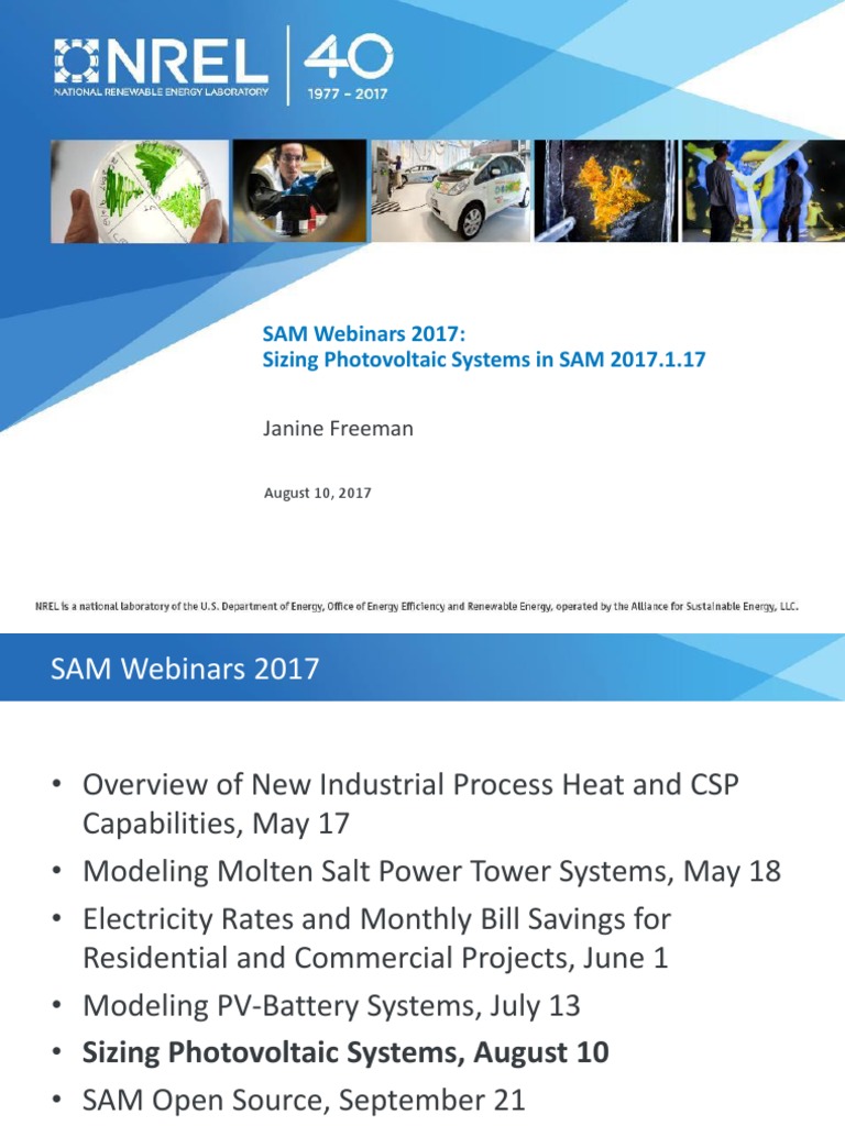 SAM Webinars 2017: Sizing Photovoltaic Systems in SAM 2017.1.17 | PDF ...