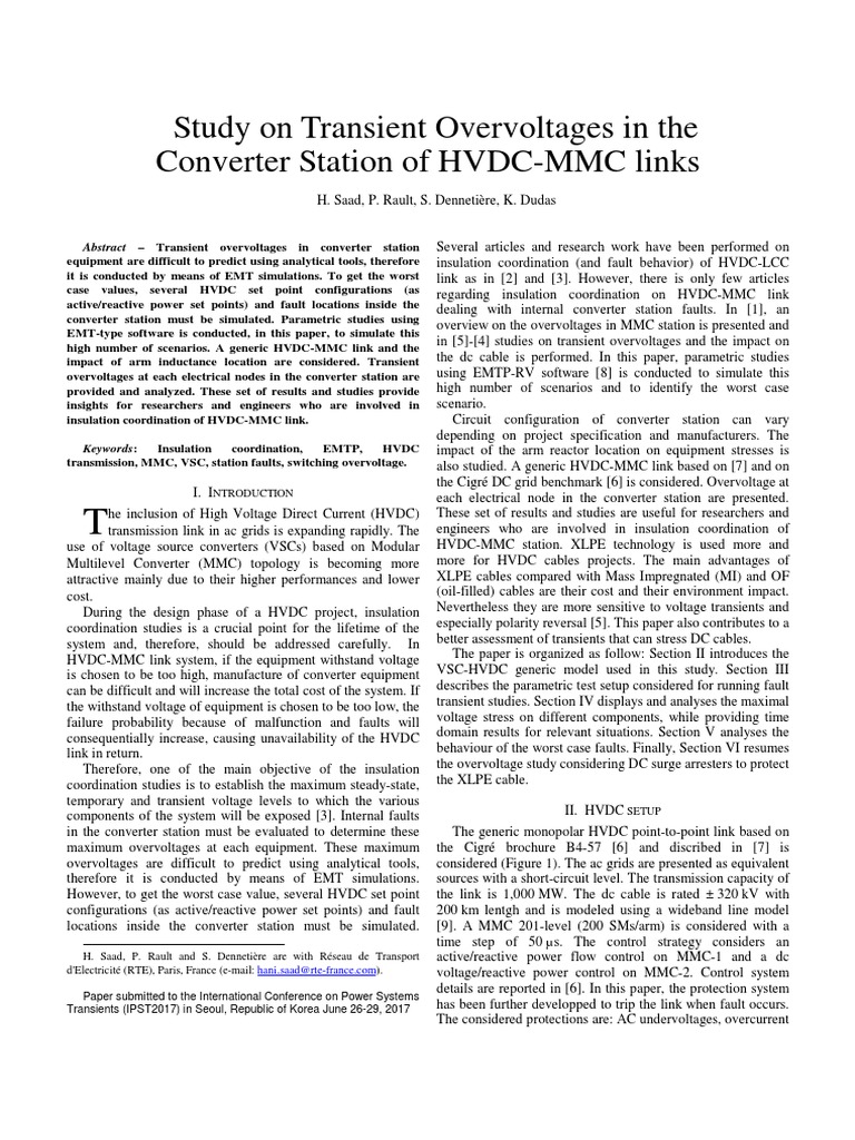 Analysis of Maximum Transient Overvoltages in Converter Stations of HVDC-MMC Links under ...