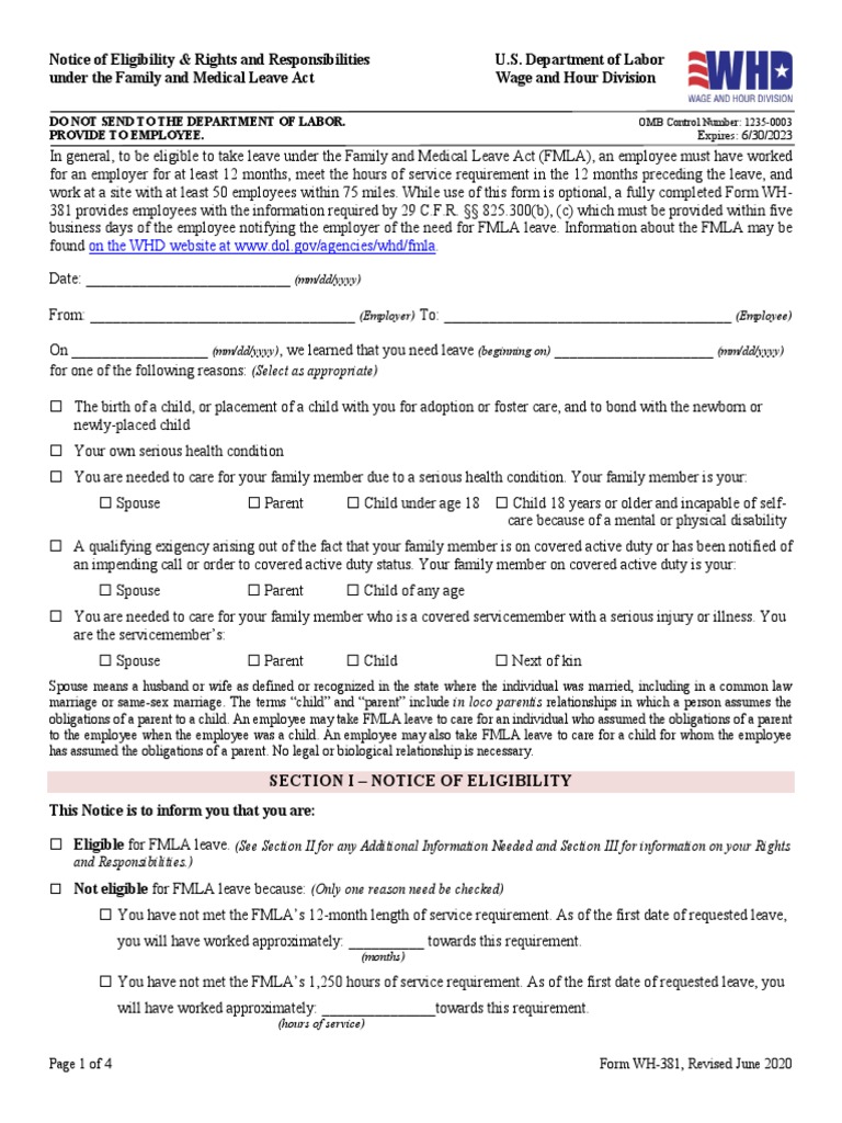 On The WHD Website at WWW - Dol.gov/agencies/whd/fmla | PDF | Family ...