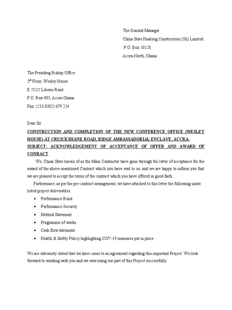 Acknowledgement Letter To Client | PDF