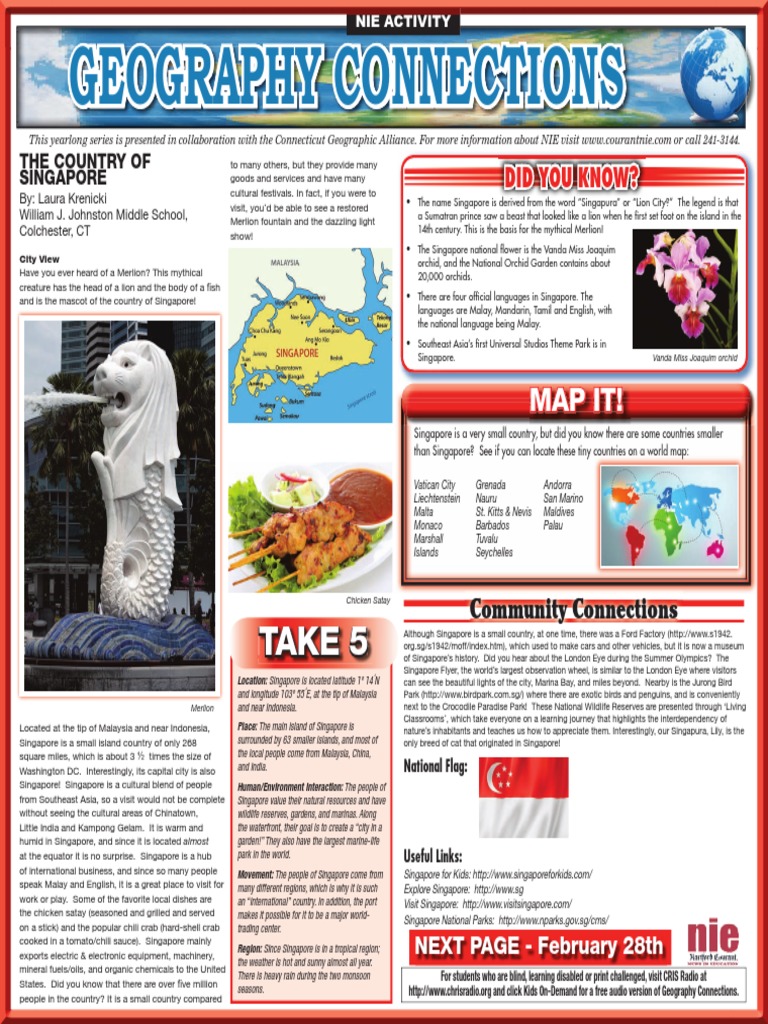Geography Connections: Take 5 | PDF | Singapore | World Politics