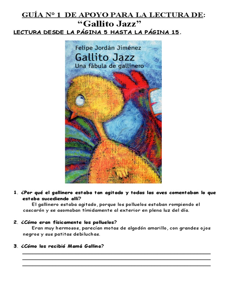GUÍA #1 Del Libro GALLITO JAZZ | PDF