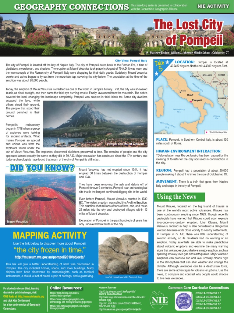 The Lost City of Pompeii: Mapping Activity | PDF | Pompeii | Mount Vesuvius