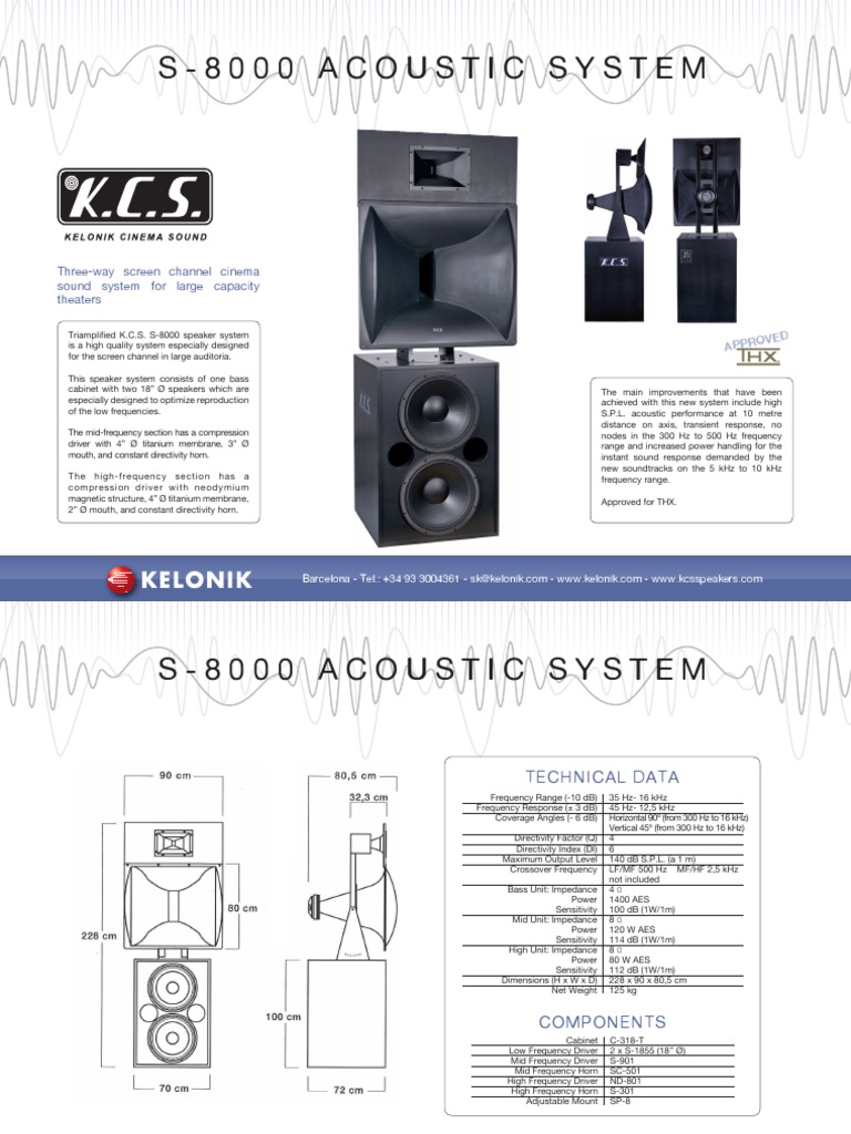 S-8000 Acoustic System: Three-Way Screen Channel Cinema Sound System ...