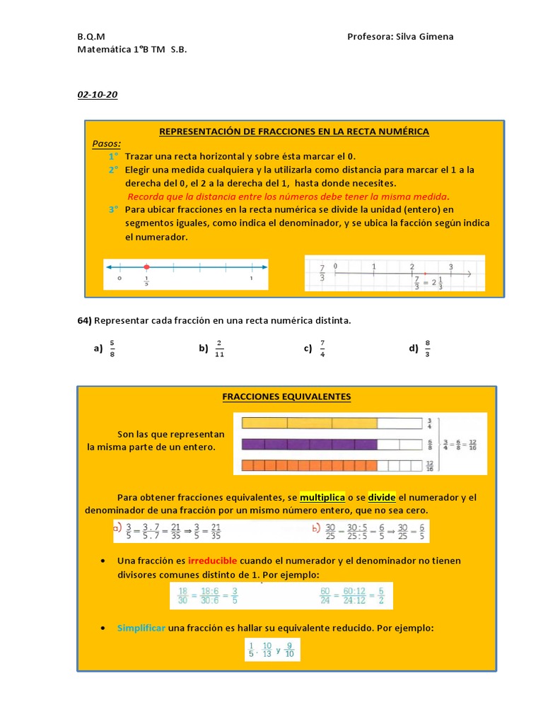 02-10 Números Racionales-Representación en La Recta Numérica y ...