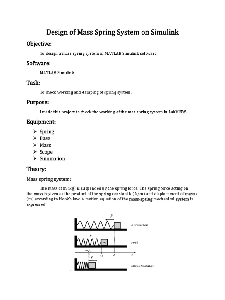 Design of Mass Spring System On Simulink | PDF | Damping | Force