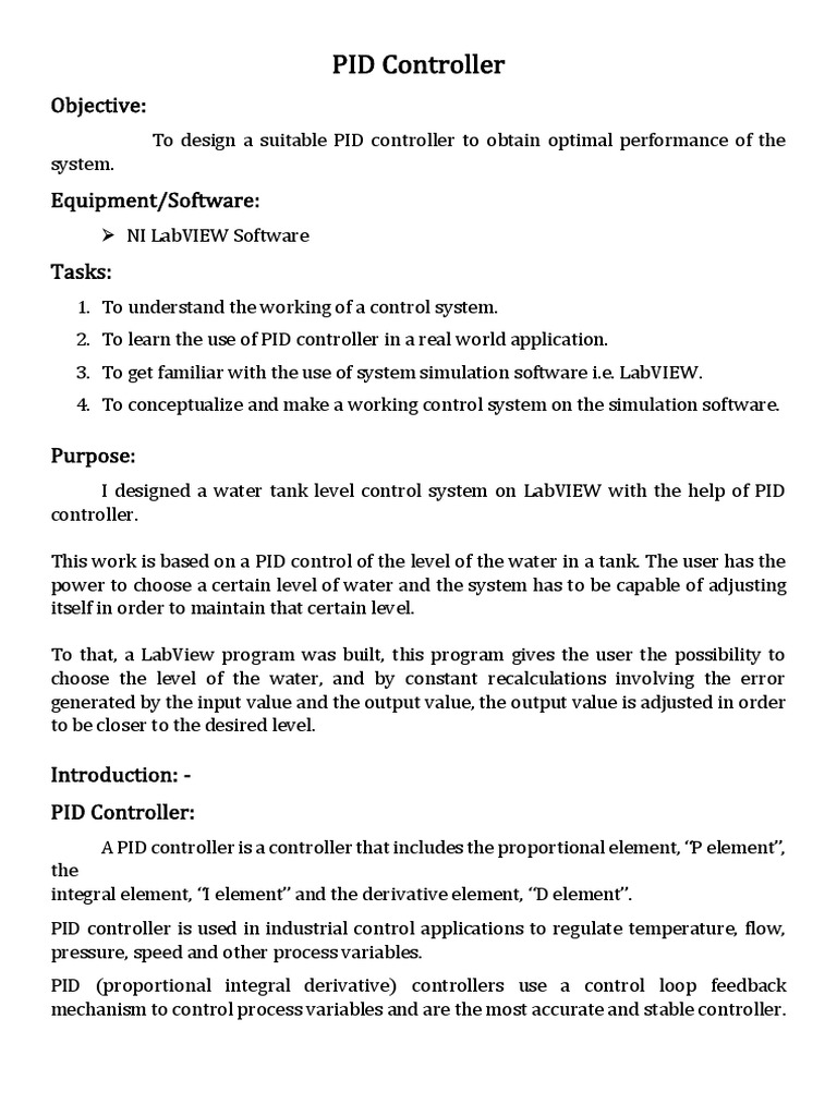 PID Controller: Objective | PDF | Control Theory | Control System