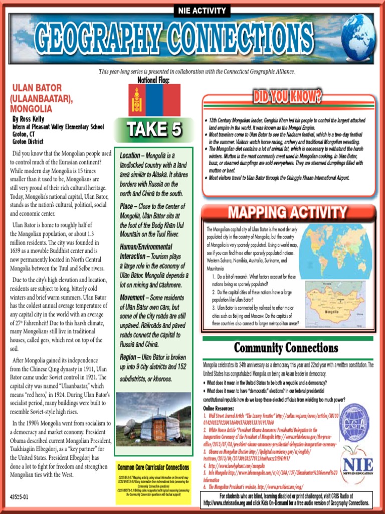 Geography Connections: Take 5 | Download Free PDF | Mongolia