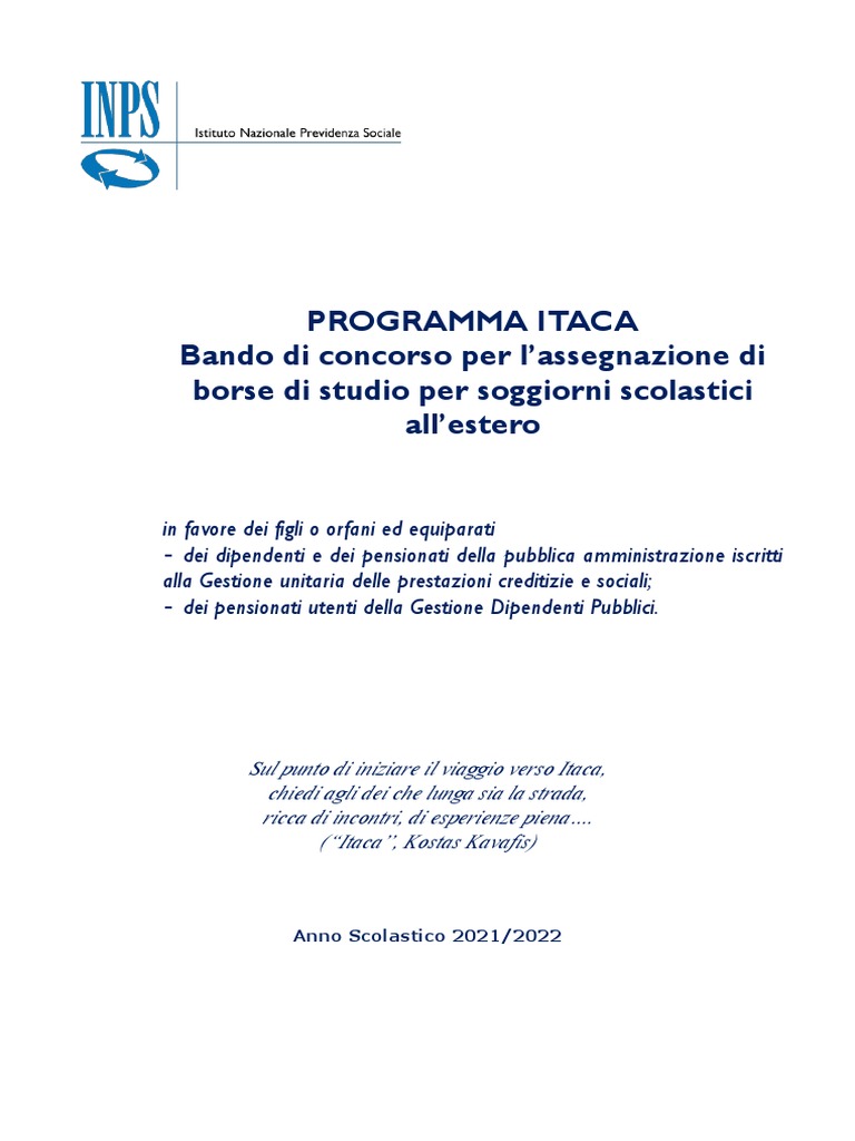 Bando Itaca Inps 2021 2022 | PDF