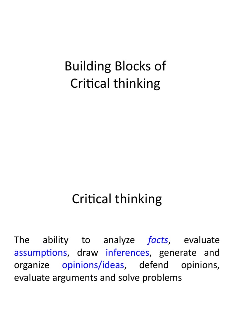 Critical Thinking-Facts, Assumptions, Opinions | PDF