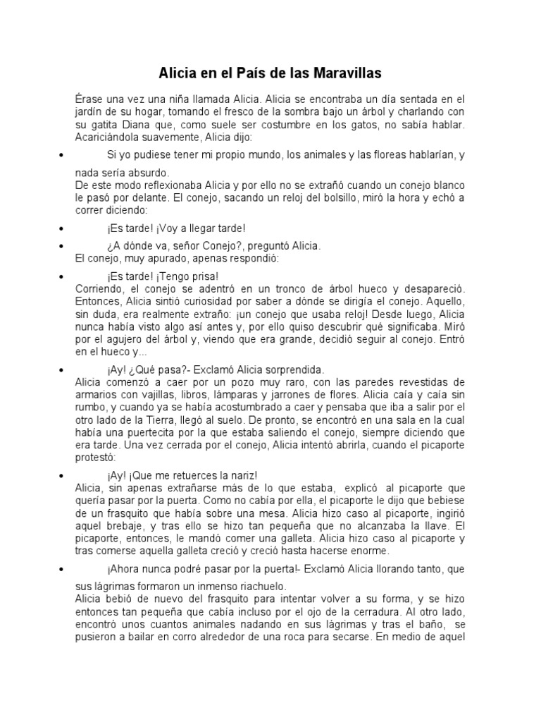 Alicia en el País de las Maravillas | PDF | Las aventuras de Alicia en ...