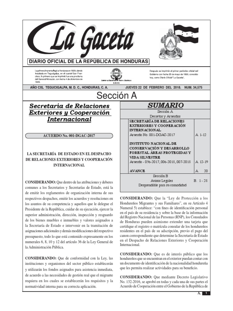 Reglamento de Matrícula Consular en Honduras | PDF | Cónsul ...