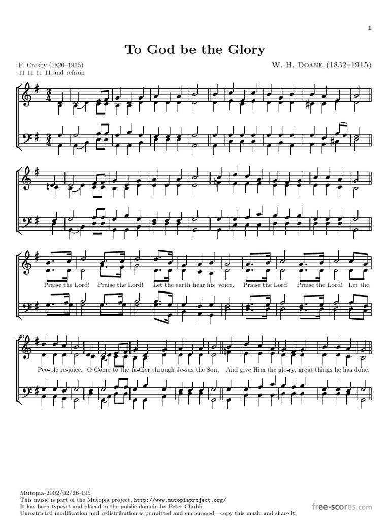 (Free Scores - Com) Doane William Howard God The Glory 433 | PDF
