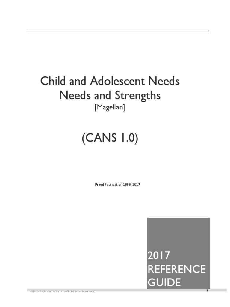 Child and Adolescent Needs Needs and Strengths: 2017 Reference Guide ...