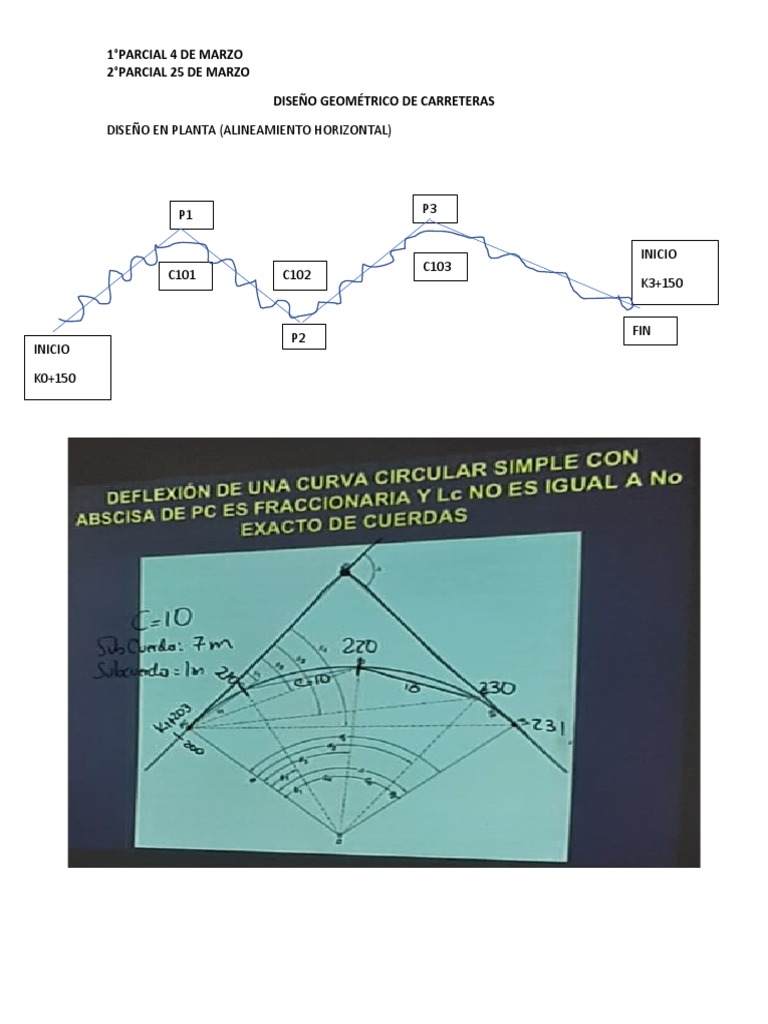 Curvas Simples en Diseño Geométrico | PDF | Curva | Tangente