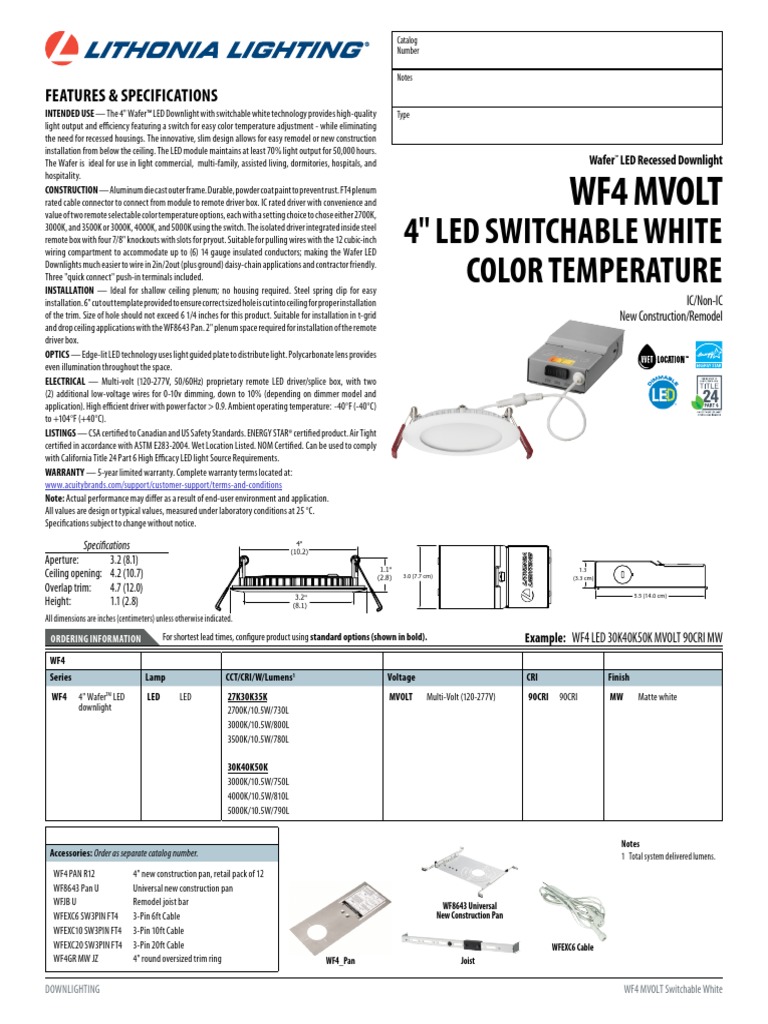 Wf4 Mvolt: 4" Led Switchable White Color Temperature | PDF | Lighting ...