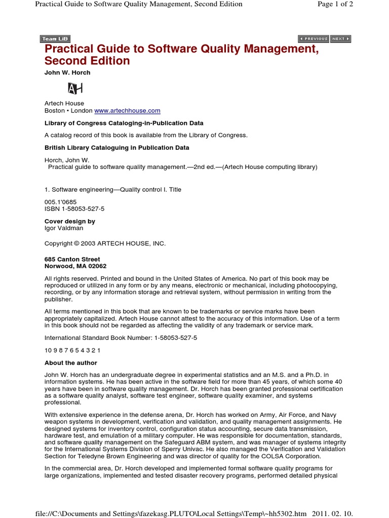 Practical Guide To Software Quality Management | PDF | Software Quality | System