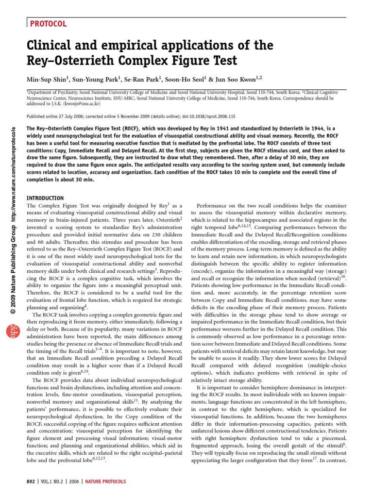 Clinical and Empirical Applications of The Rey-Osterrieth Complex ...