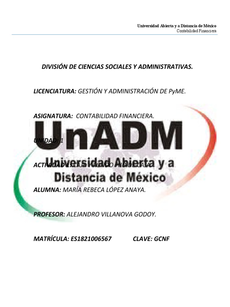 GCNF U1 A1 Mala | PDF | Contabilidad financiera | Contabilidad