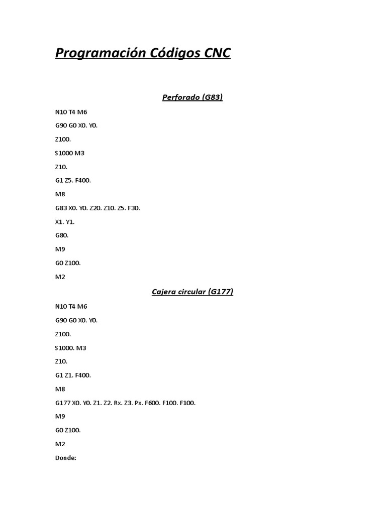 Programación Códigos CNC | PDF