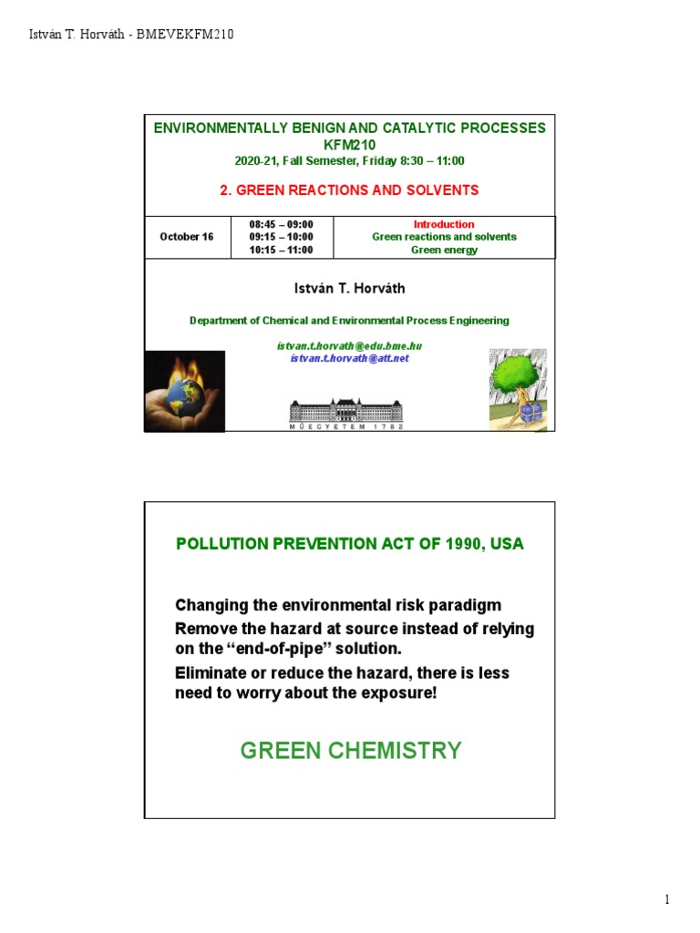 Exploring Green Chemistry: An Introduction to Environmentally Benign Reactions, Solvents, and ...