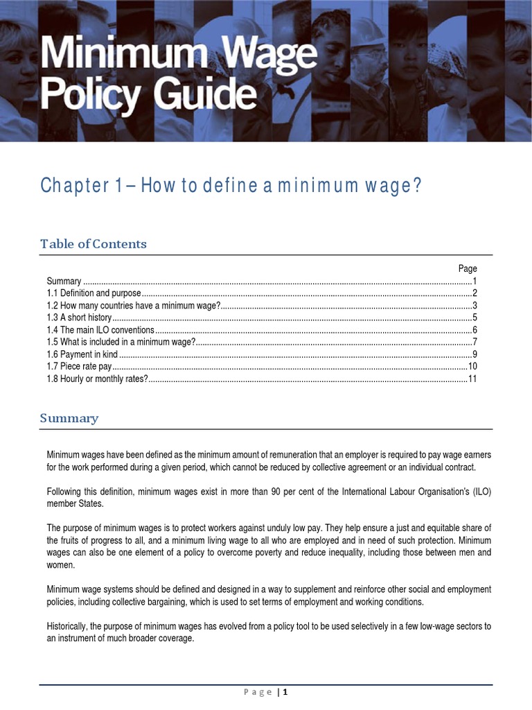 Chapter 1 - How To Define A Minimum Wage? | PDF | Piece Work ...