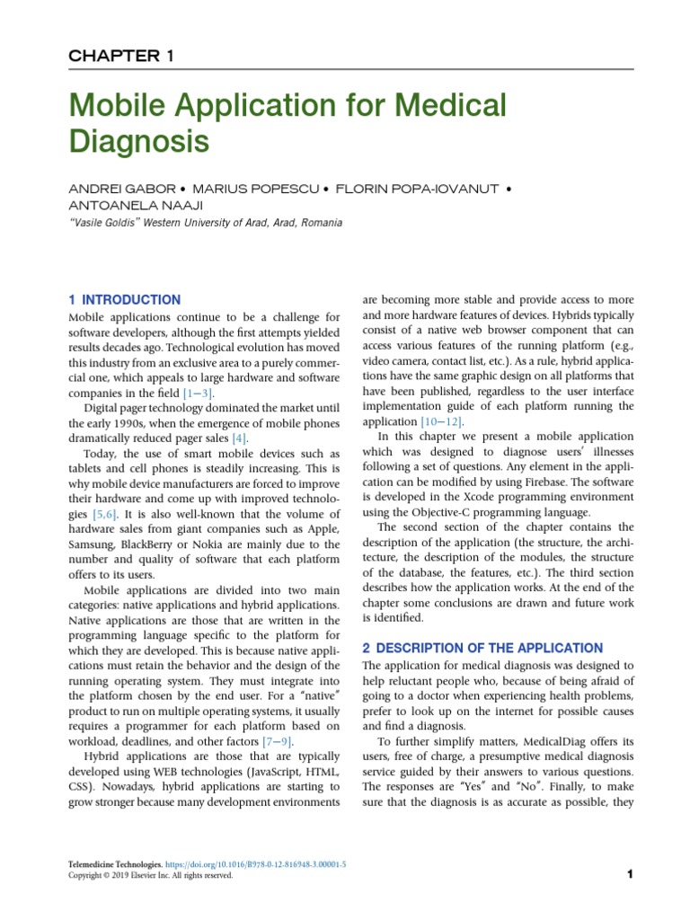 Chapter 1 - Mobile Application For Medical Diagn - 2019 - Telemedicine ...