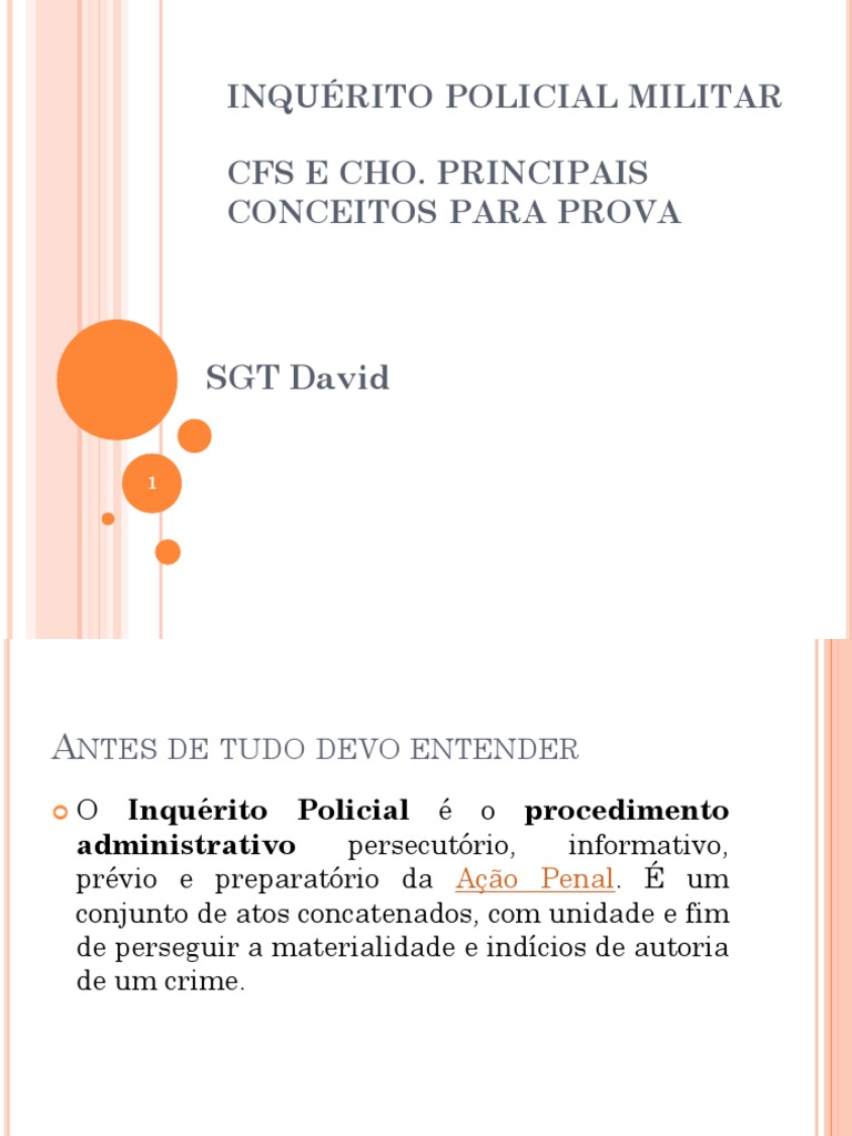 Inquérito Policial Militar: Conceitos e Procedimentos | PDF | Crime e ...